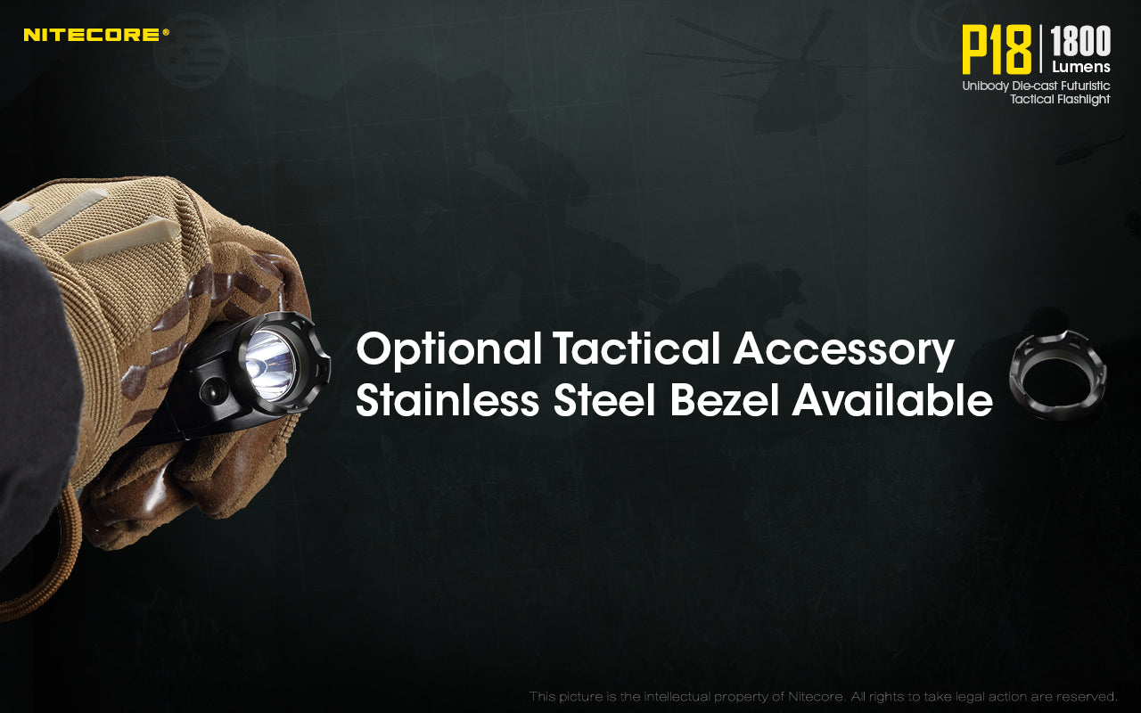 Nitecore P18 Unibody Die-cast Futuristic Tactical Flashlight - 1800 Lu