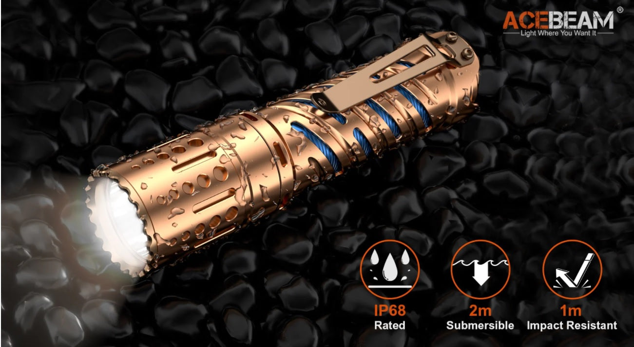 Acebeam E70-Cu Copper Compact EDC LED flashlight with 4600 lumens with