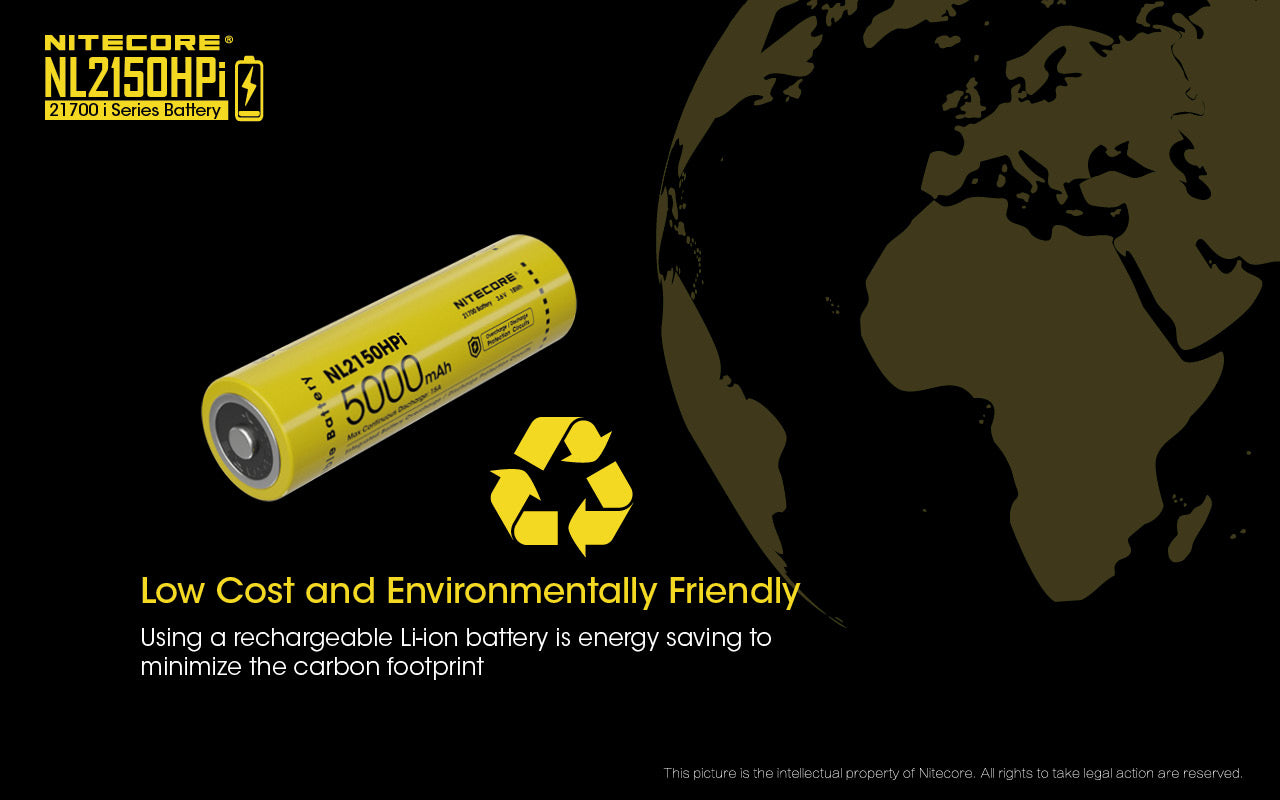 Nitecore NL2150HPi Rechargeable 21700 i Series lithium battery with 50